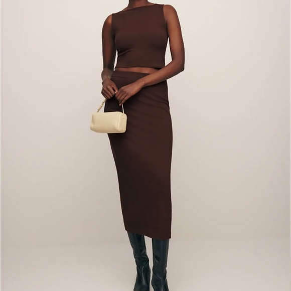 Reformation | Dresses | Reformation Elowen Knit Two Piece Set In Cafe ...